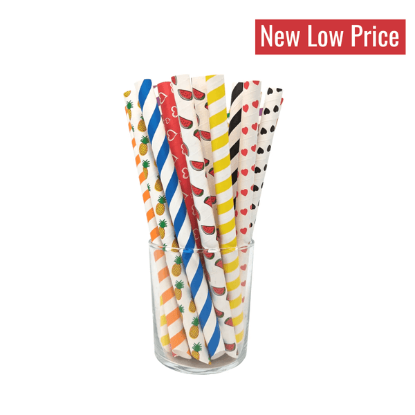 Paper Straws - Multi-Pattern (12mm/Individually Wrapped) - Bobabuzz